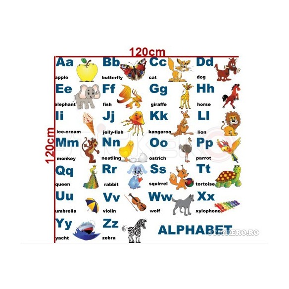 Alfabetul ilustrat in limba engleza - sticker imprimat